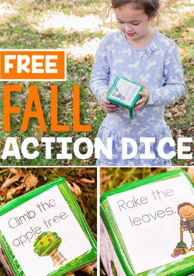Free Printable Fall Gross Motor Action Dice for Brain Breaks