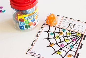 Free Printable Spider Roll & Count Math Game