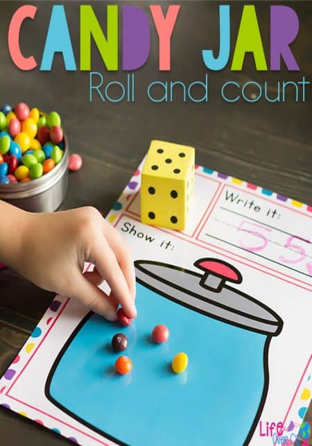 Free Printable Candy Jar Roll & Count Dice Game for Kids