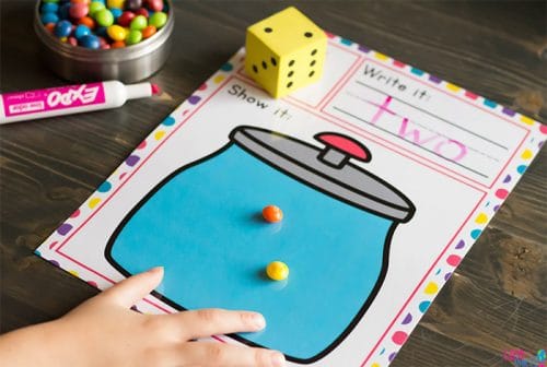 Free Printable Candy Jar Roll & Count Dice Game for Kids