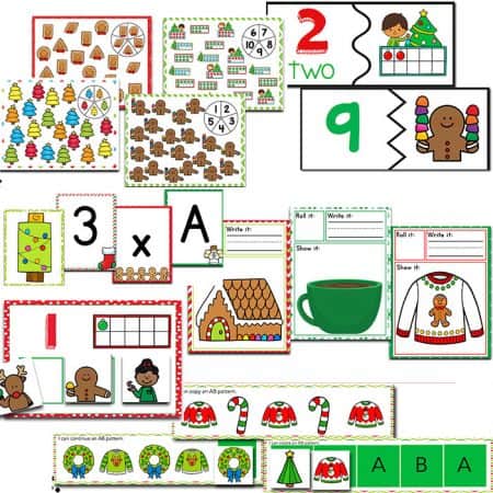 Christmas Pre-K Math and Literacy Bundle- 35+ Activities