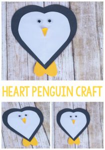 Easy Heart Penguin Craft for Valentine's Day