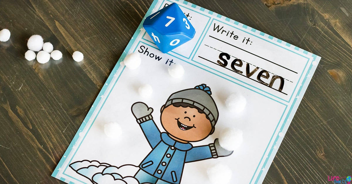 Free Printable Snowball Roll and Count Game for Preschool