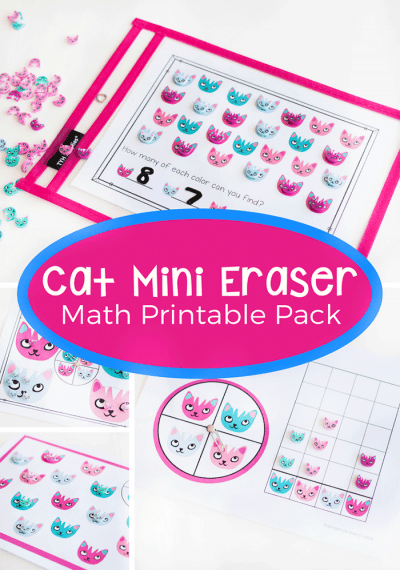 Free Printable Cat Mini Eraser Math Pack For Preschoolers