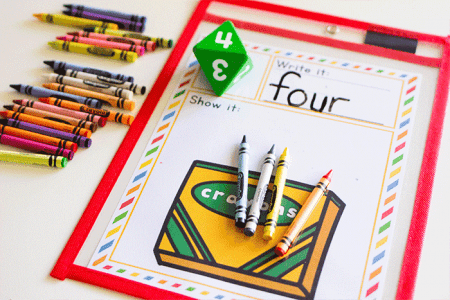 Free Printable Crayon Box Roll and Count Activity