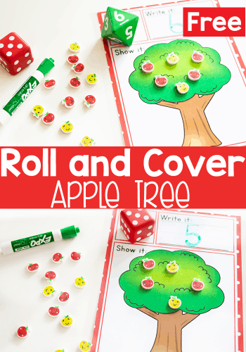 Free Printable Apple Tree Roll and Count Activity
