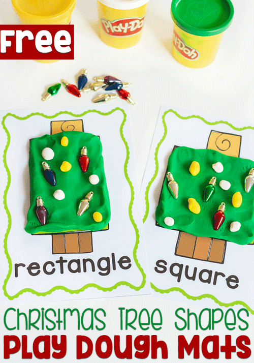 Free Printable Christmas Tree Shape Play Dough Mats
