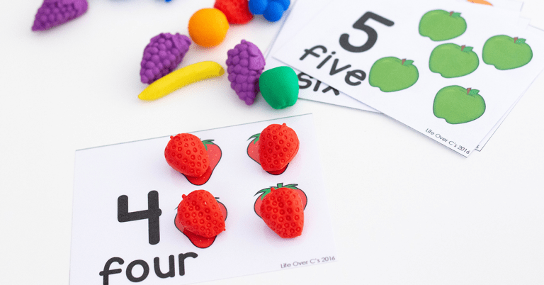 Free Printable Fruit Counting Cards for Preschool