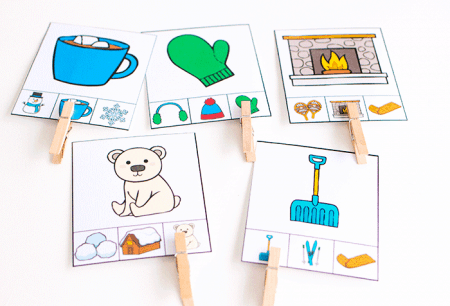 3 Winter Math Activities: Count To 10, Matching, Clip Cards