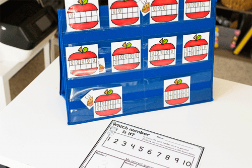 Free Printable Apple Hide and Seek Ten-Frame Counting Game