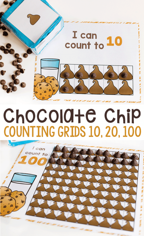 Free Printable Chocolate Chip Counting Grids for Preschool