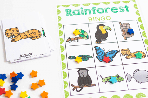 Rainforest Animal Bingo Printable Game