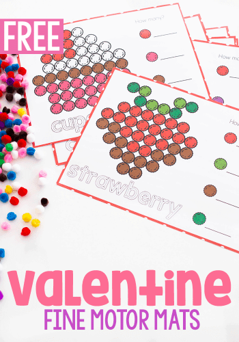 Free Printable Valentine's Day Fine Motor Activity with Pom Poms