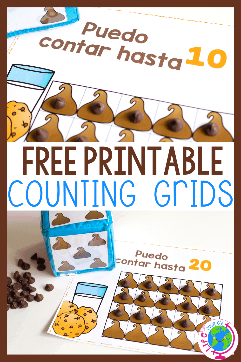 Free Printable Chocolate Chip Counting Grids for Preschool