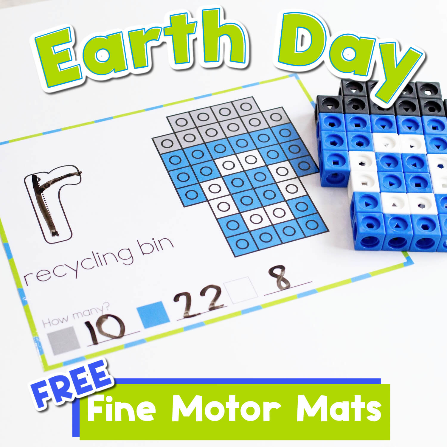 Free Printable Earth Day Snap Cube Mats for Kids 🌳🌍