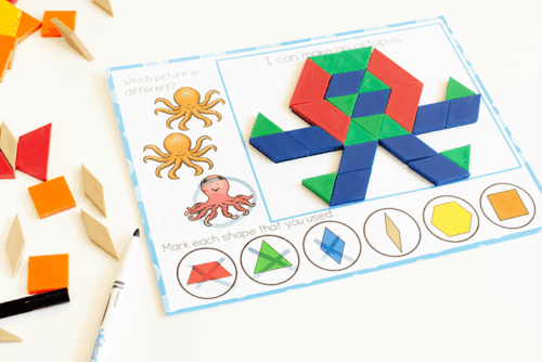 Printable Ocean Animal Pattern Block Activity for Preschool - Life Over C's