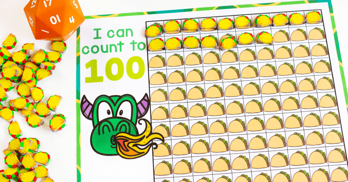 Free Printable Dragons Love Tacos Counting Grids