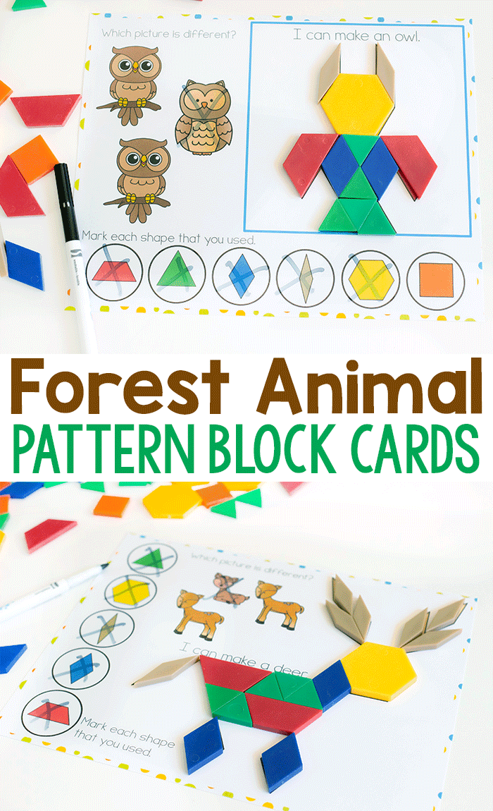 Free Printable Forest Animal Pattern Block Template for Kids