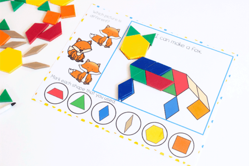 Free Printable Forest Animal Pattern Block Template for Kids