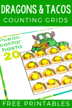 Printable Preschool Counting Grids for Dragons Love Tacos