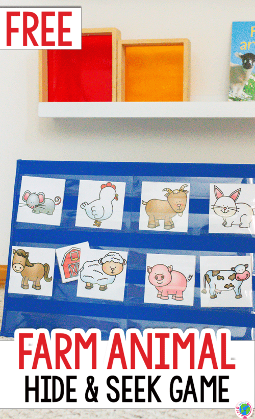 Free Printable Farm Animal Hide and Seek Game for Preschool