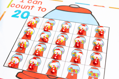 Printable Gumball Mini Eraser Preschool Counting Grids - Life Over C's