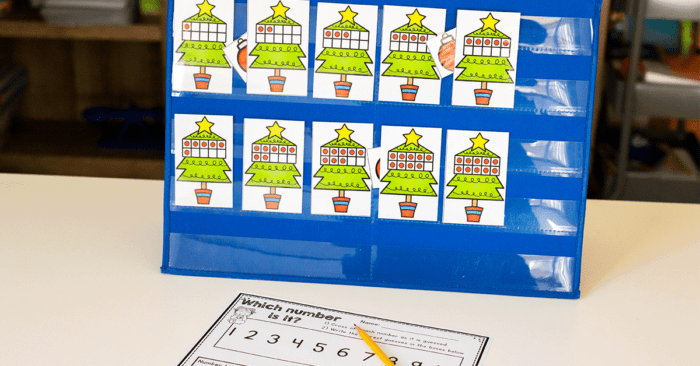 Free Printable Christmas Tree Ten-Frame Hide and Seek Game