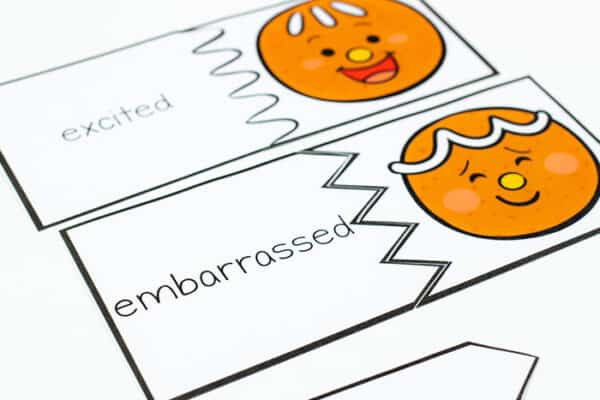 Free Printable Gingerbread Emotions Puzzle Activity