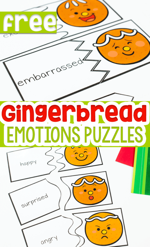 Free Printable Gingerbread Emotions Puzzle Activity