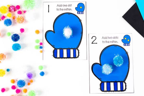 Free Printable Mitten Counting Cards for Preschoolers