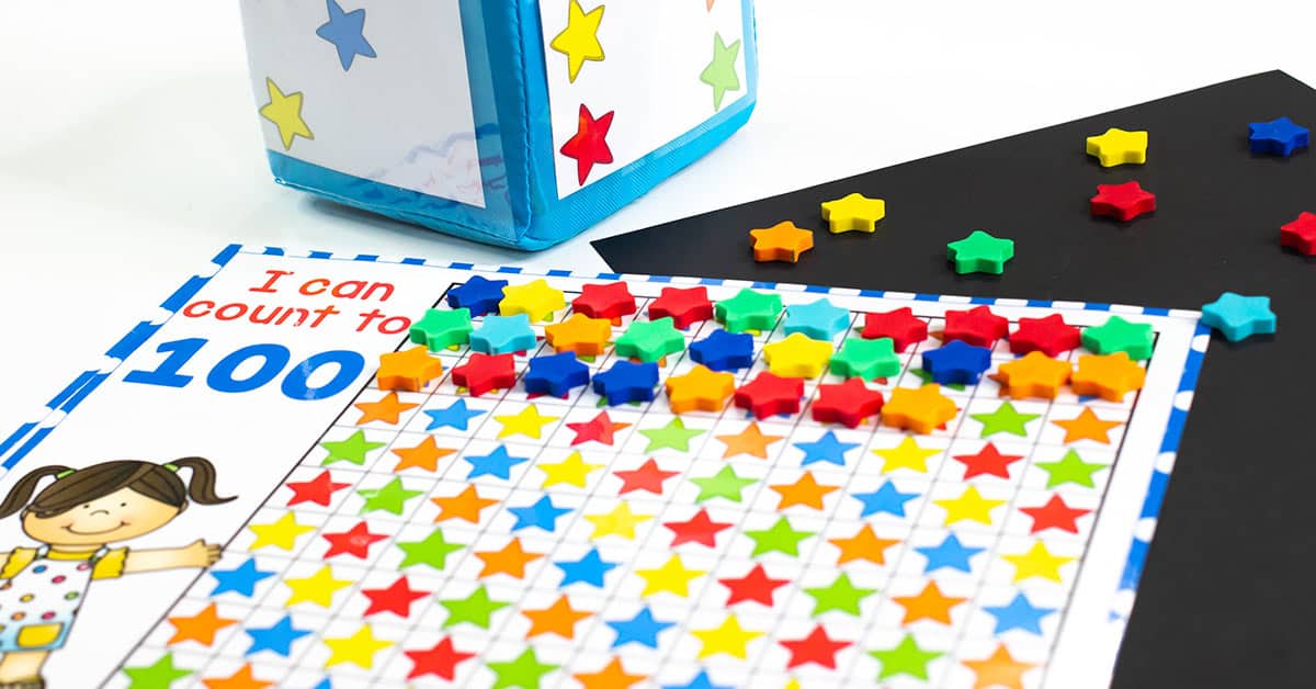 Free Printable Star Mini Eraser Counting Grid Game for Kids