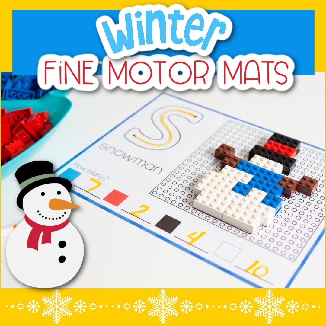 Free Printable Winter Fine Motor Mats with LEGO Bricks