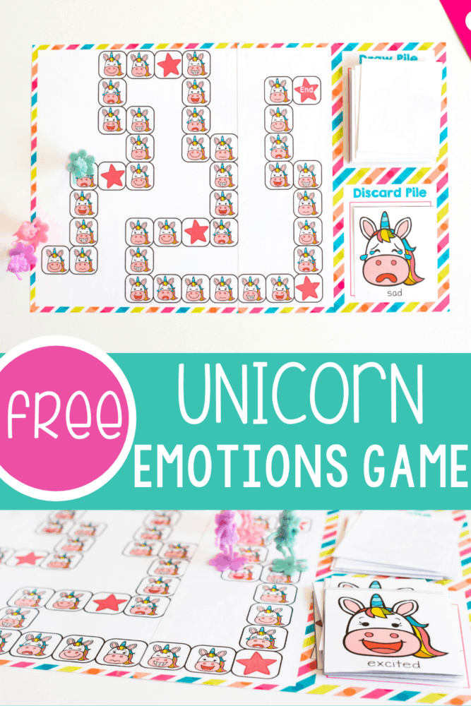 Free Printable Unicorn Emotions Board Game for Kids