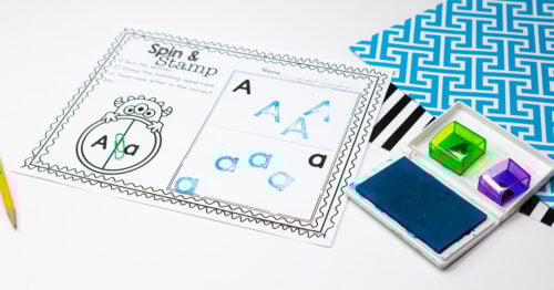 Free Printable Monster Letter Recognition Spin & Stamp Activity