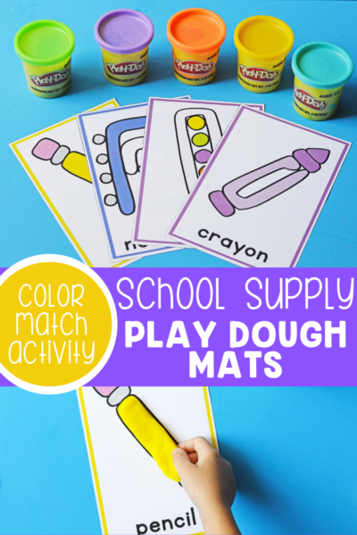 Free Printable School Supply Play Dough Mats for Preschool
