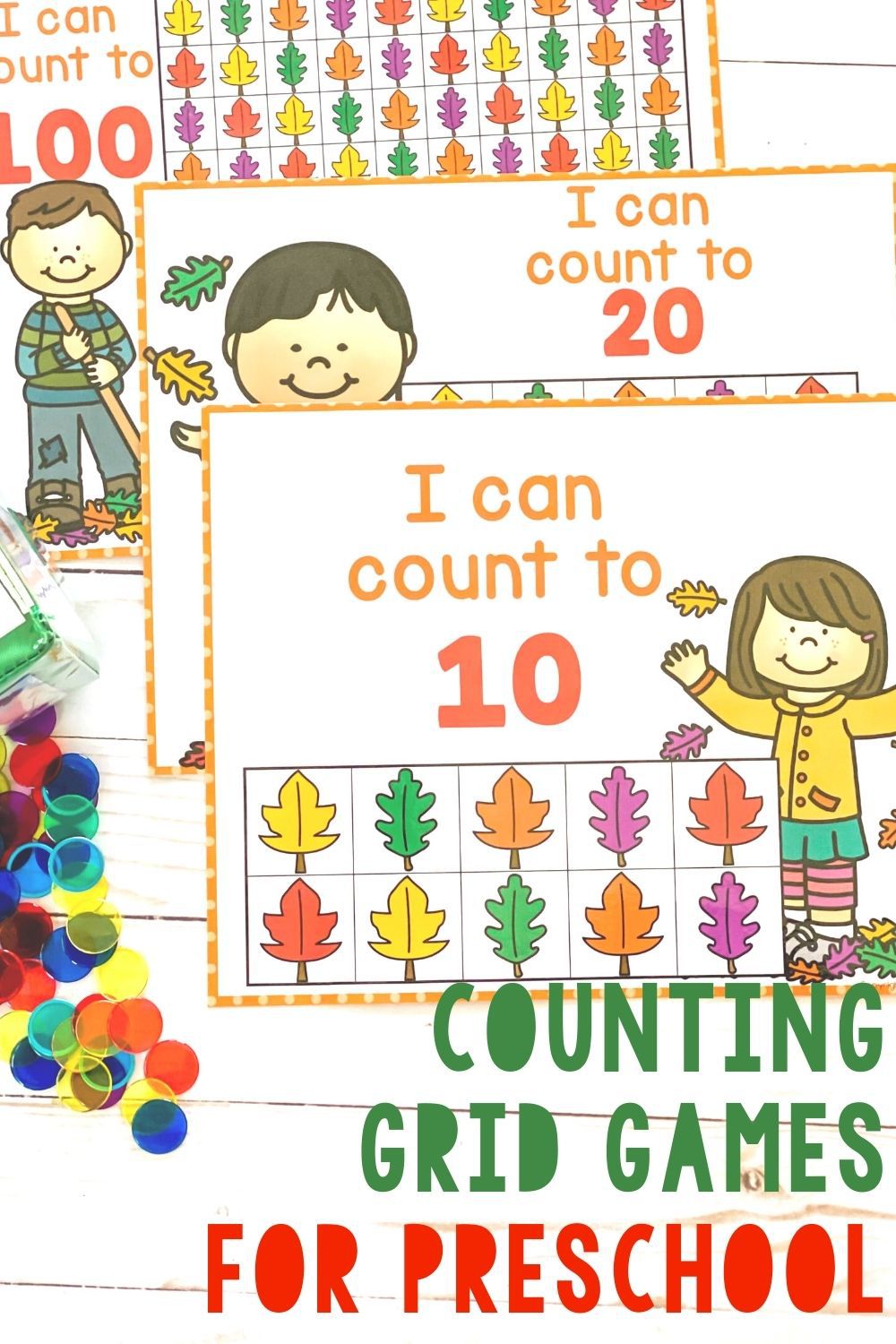 Free Printable Fall Leaves Counting Game for Preschool