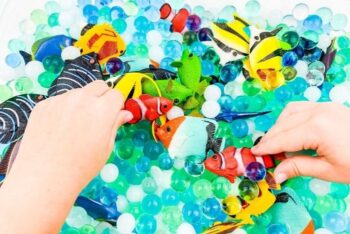 Easy Fish in the Ocean Sensory Bin for Preschoolers