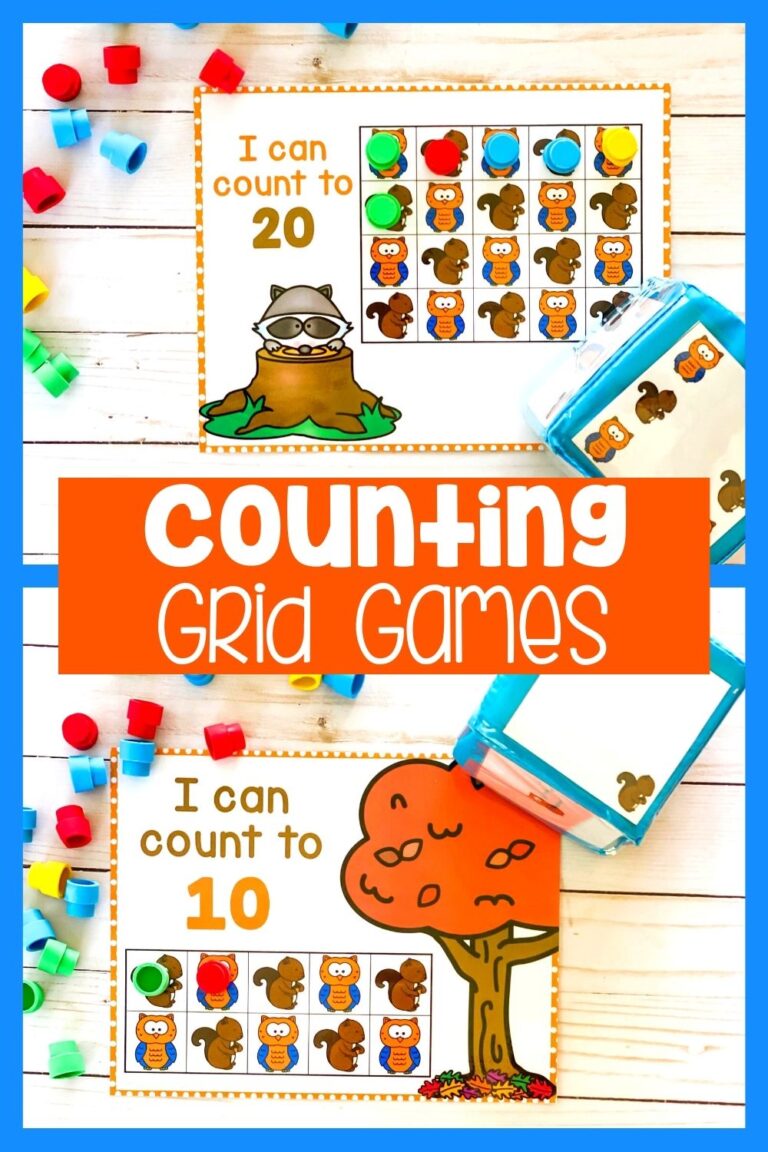 Squirrel Mini Eraser Fall Preschool Counting Activity