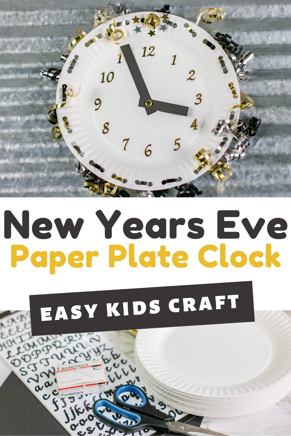 New Year's Eve Paper Plate Clock Craft for Kids