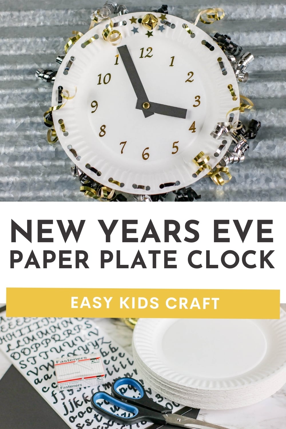 New Year's Eve Paper Plate Clock Craft for Kids