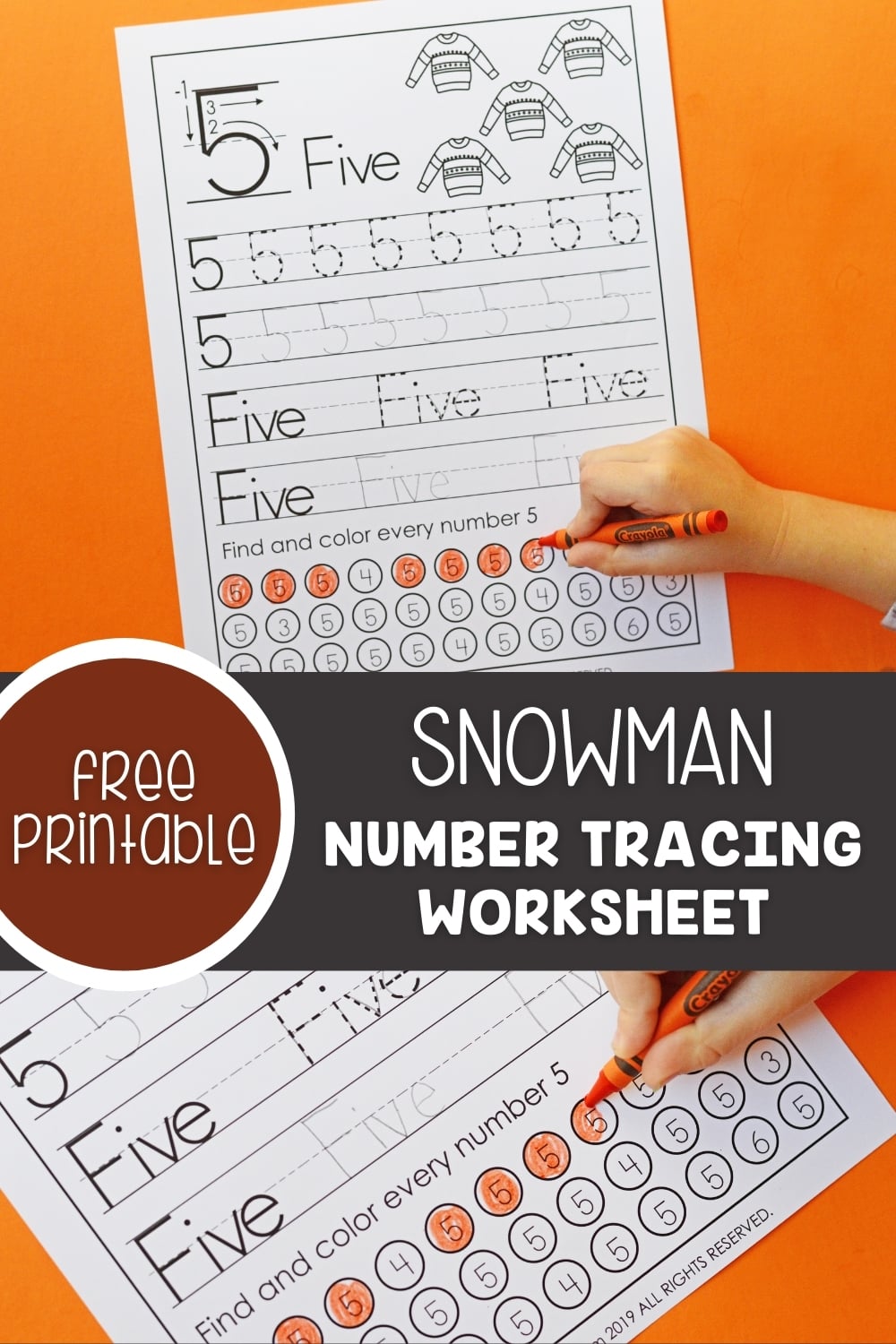 Free Printable Winter Number Tracing Worksheets for Kids