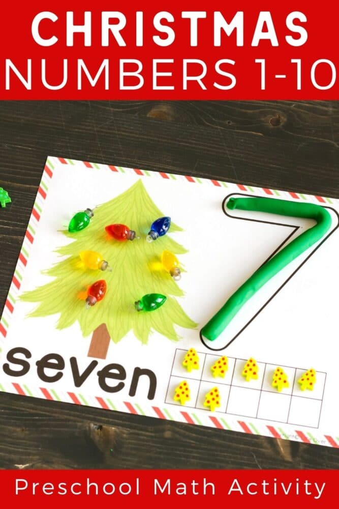 Free Printable Christmas Tree Play Dough Mats for 1-10