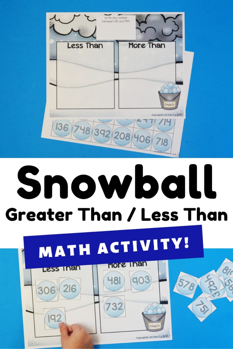 Free Printable Snowball Math Game: Greater Than/Less Than