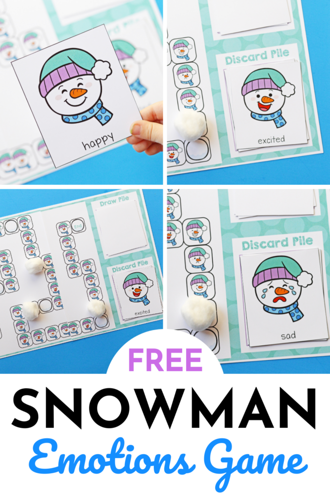 Free Snowman Emotions Board Game for Preschoolers