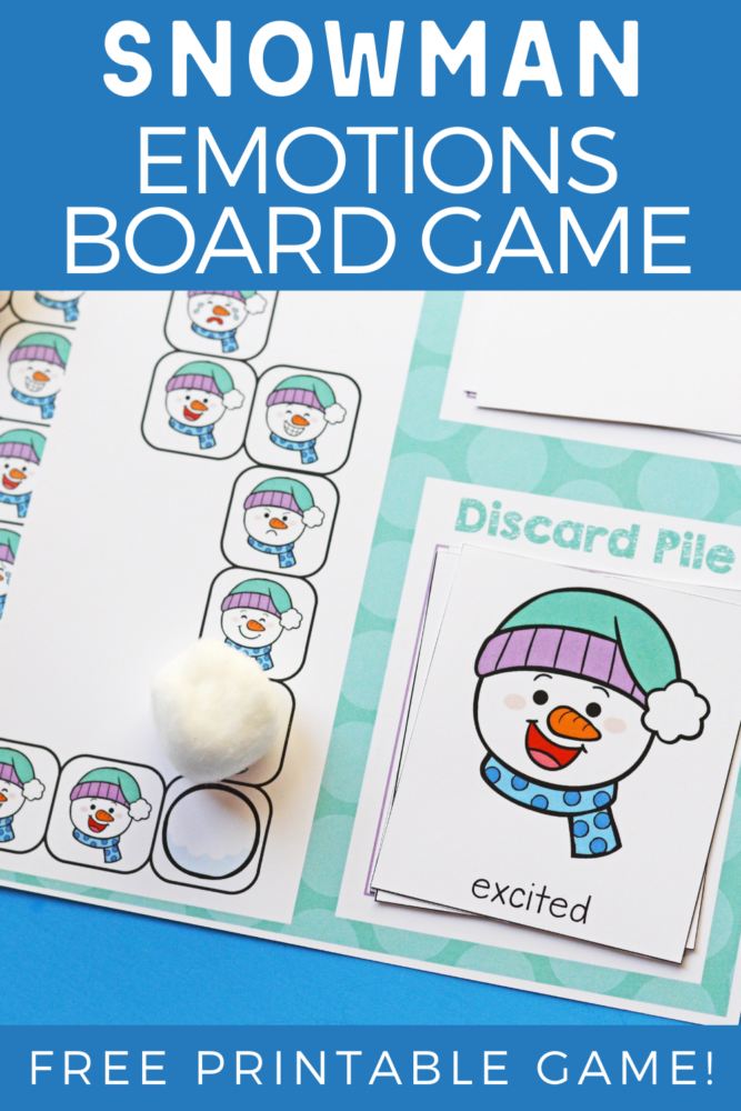 Free Snowman Emotions Board Game for Preschoolers
