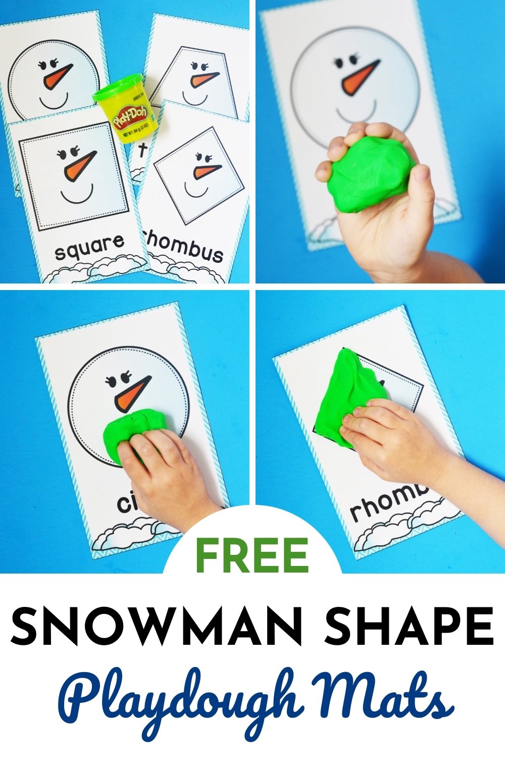 Free Snowman Shape Playdough Mats for Preschoolers
