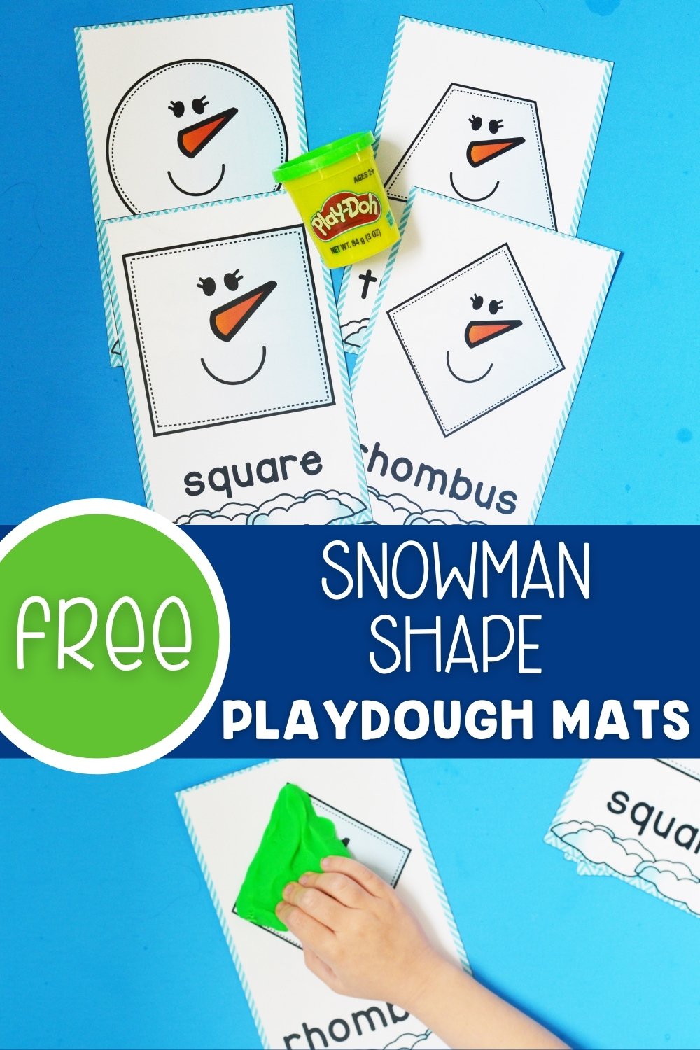 Free Printable Snowman Shape Playdough Mats for Preschool