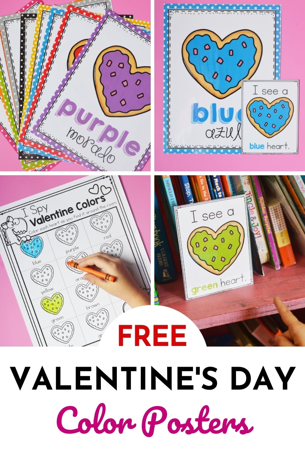 Free Printable Color Word Posters for Valentine's Day