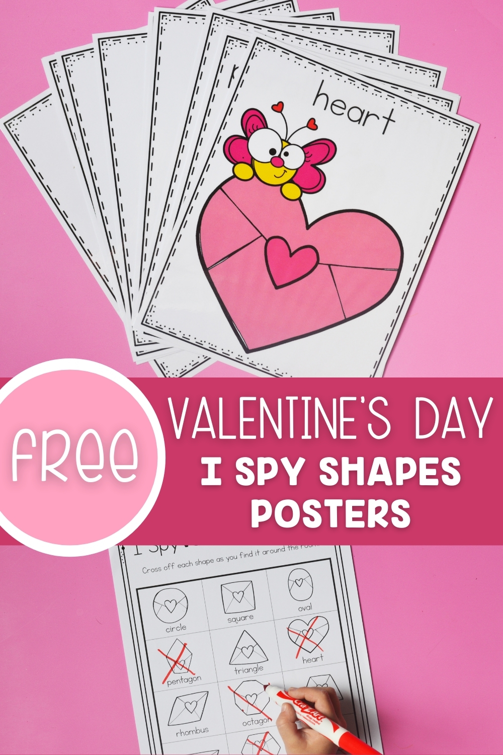 Free Printable 2D Shapes Posters for Valentine's Day