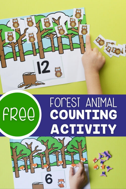 Free Printable Forest Animal Mini Eraser Counting Activity